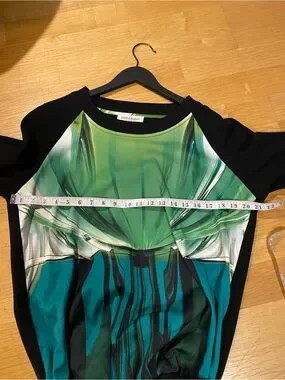 Marina Rinaldi | Tops | Marina Rinaldi Long Sleeve Black Top With Green ...